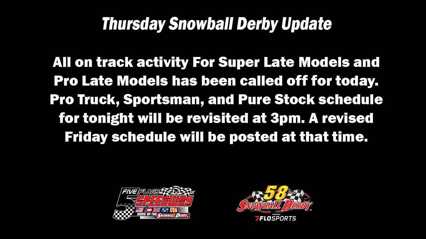 All Snowball Derby and Snowflake 125 on track action called off ...
